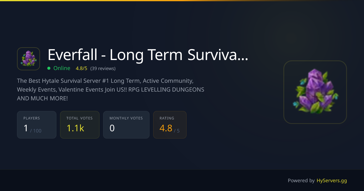 Everfall - Long Term Survival - Hytale Server | HyServers