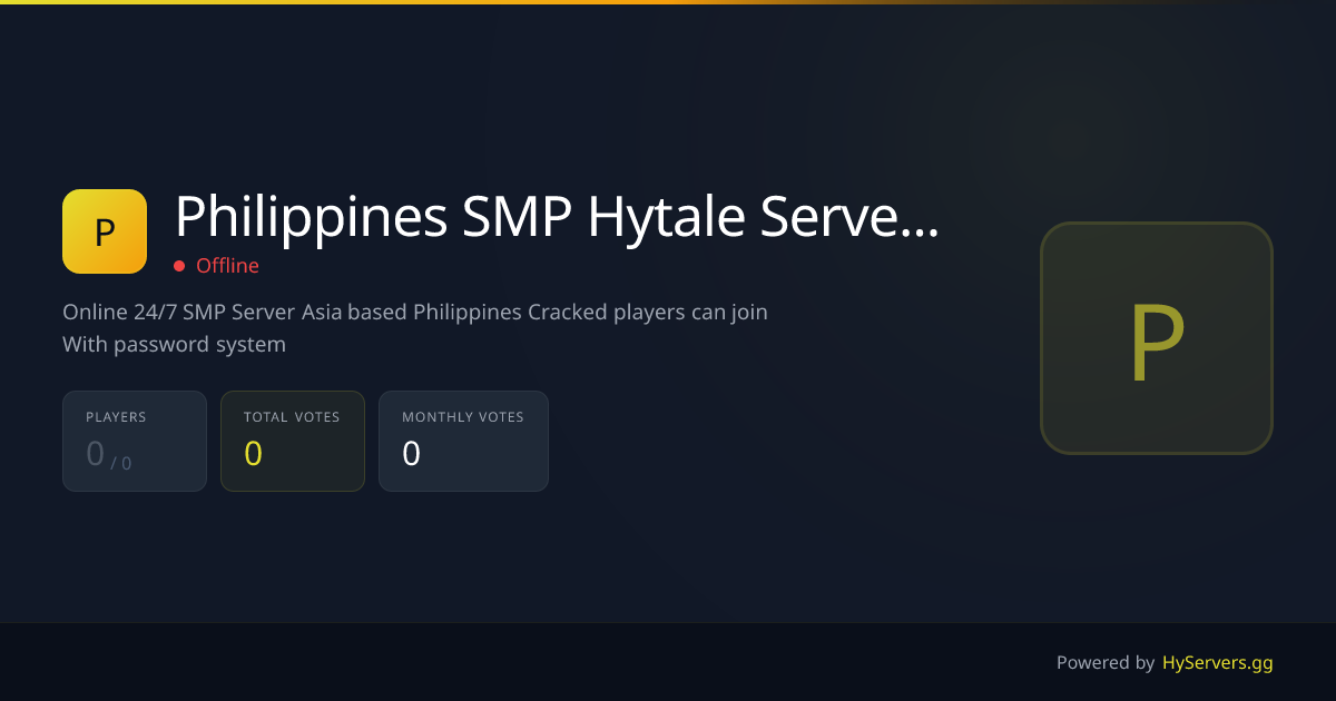Philippines SMP Hytale Server - Hytale Server | HyServers